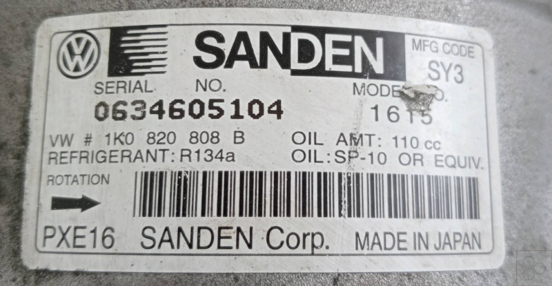 1K0820808F COMPRESSORE A C per SEAT ALTEA (5P) XL 1.4 TSI Mnv 2003-2010 ...
