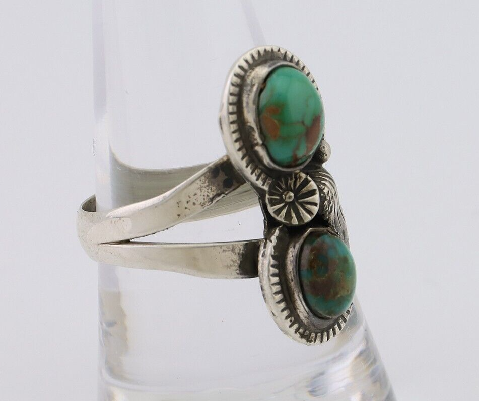 Navajo Ring 925 Silver Natural Turquoise Artist Signed Tom Willeto C.80 ...