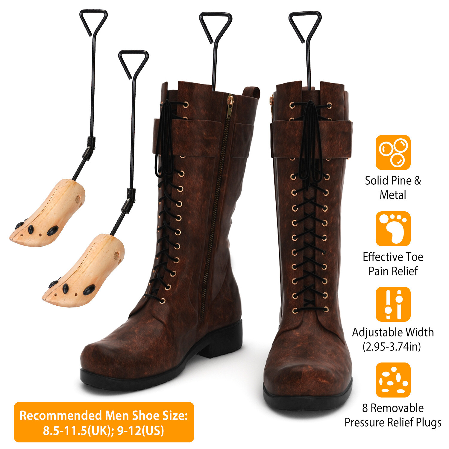 2PCS Boot Stretcher Adjustable Shoe Expander Shaper Wooden Boot Widener ...