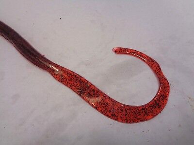 Bulk 10 1/2" Curly Tail Worms, Red w/Small Black Flake, 10 Count (New ...
