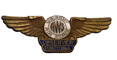 Original US Army Air Force Observer Wings Pennsylvania Metal Pin WWII ...