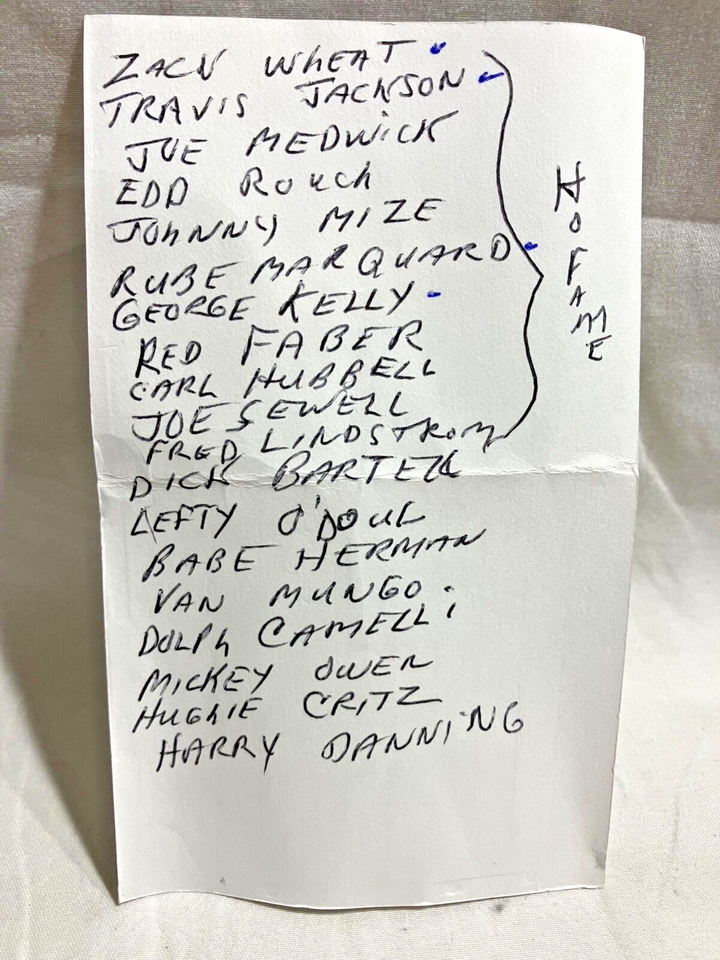 Old Timers Autographed Official NL Baseball Zack Wheat Travis Jackson ...