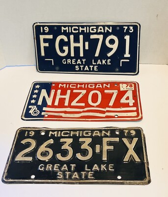 1973 1976 1979 Michigan License Plates Vintage Lot Of 3 | eBay
