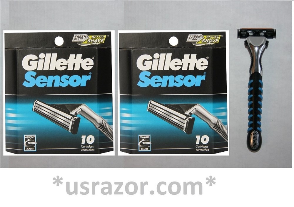 *20 Gillette Sensor Razor Blades Cartridges Refills Shaver Handle Fit ...