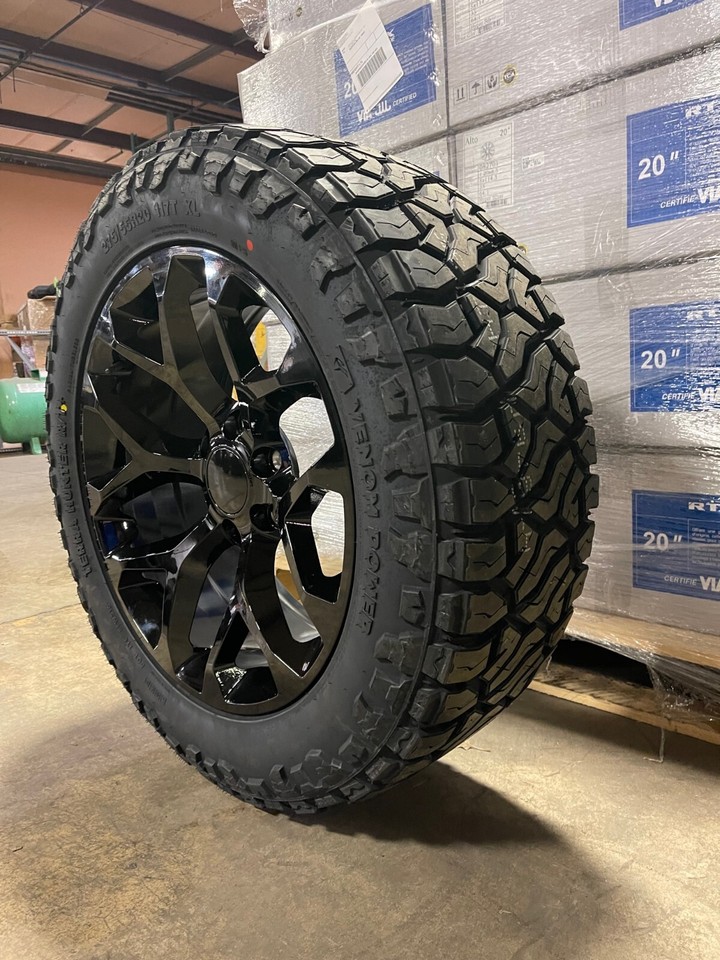 4 20x9 OE Snowflake Reps Wheels 32" Venom RT Tires 6x5.5 Chevy ...