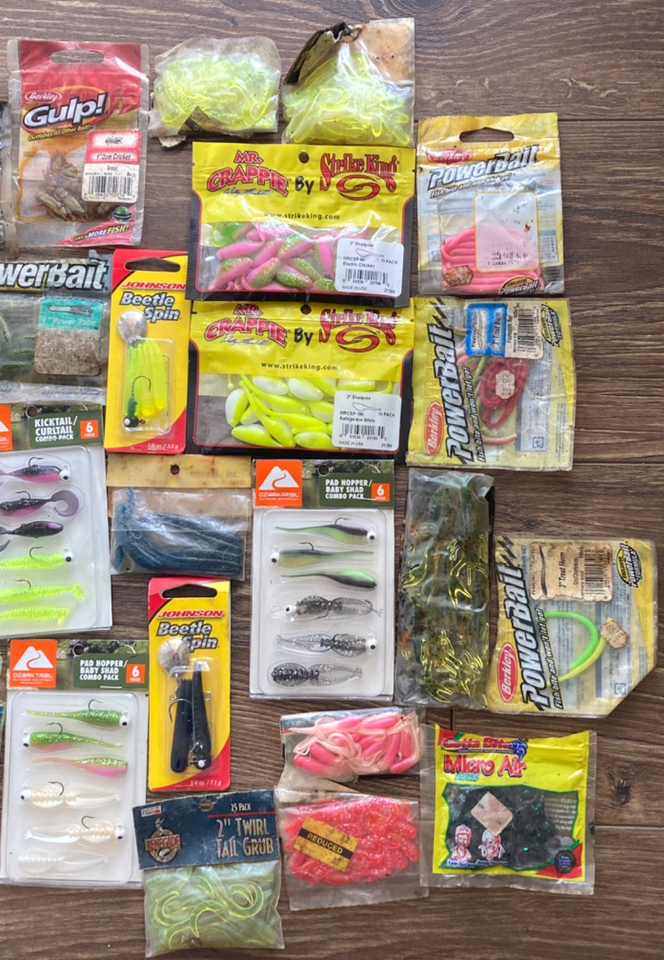 CRAPPIE FISHING LURES LOT TROUT POWERBAITS JIGS SOFT BAITS WATER ...