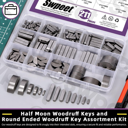 211Pcs Metric Woodruff Key Assortment Kit with 15 Sizes Woodruff ...