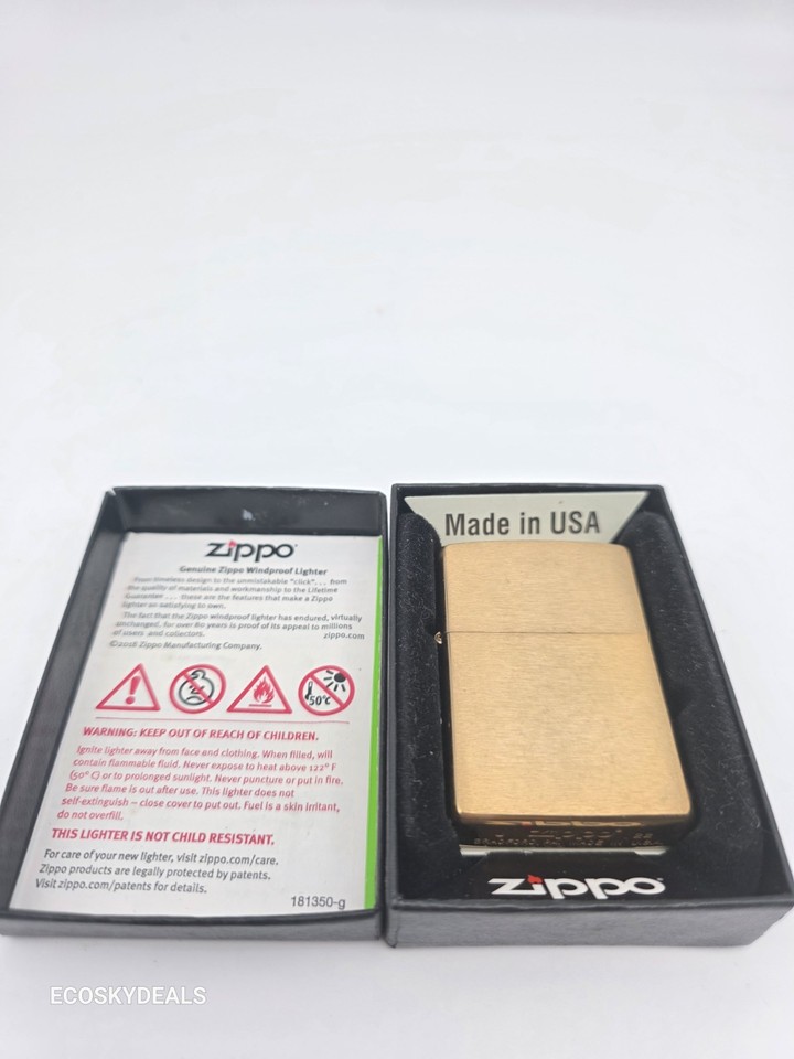 Zippo Armor Brushed Brass Windproof Lighter Genuine Heavy Wall Made in ...