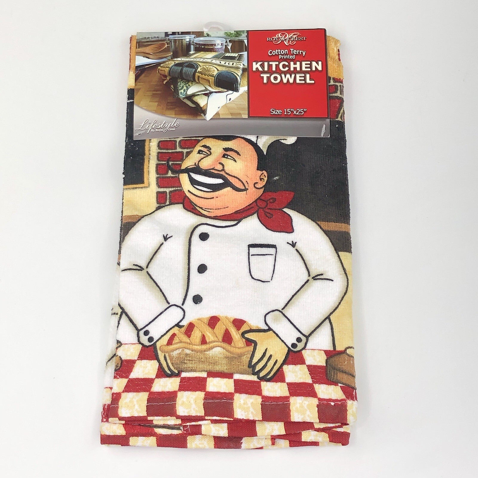 Royal Crest Cotton Terry Printed Kitchen Towel CHEF & BRICK OVEN 15”x ...