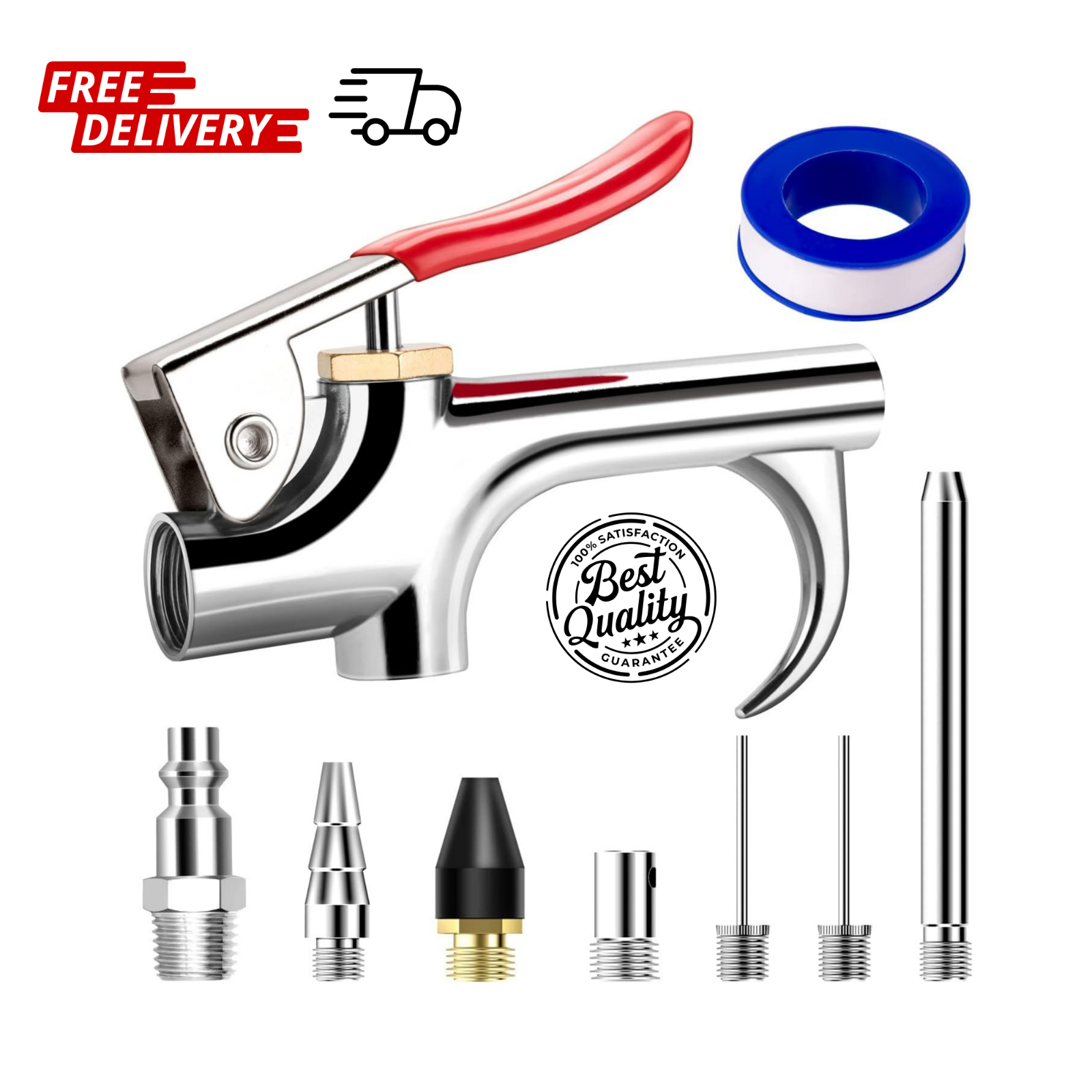 9 Pcs 2-Way Connection Air Nozzle Blow Gun Sets Air Nozzle Kit with 1/4 ...