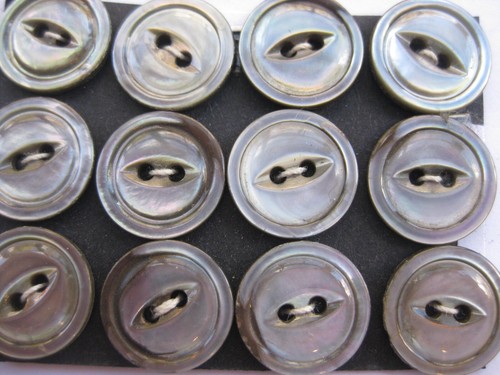 14.5mm Small Silver Grey Iridescent Natural Shell Cats Eye Sewing ...