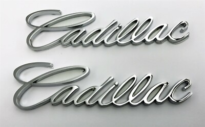 "Cadillac Chrome Script Emblems PAIR | 5.5"" x 1.5"" | Genuine OEM"