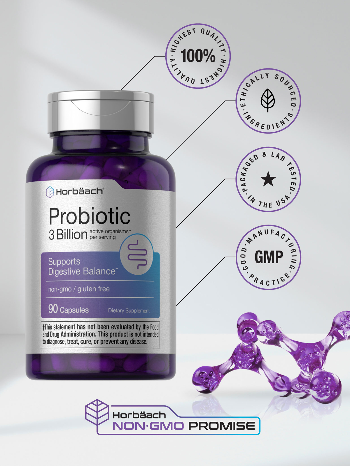 Probiotic for Women & Men | 3 Billion CFU | 90 Capsules | Non-GMO by ...