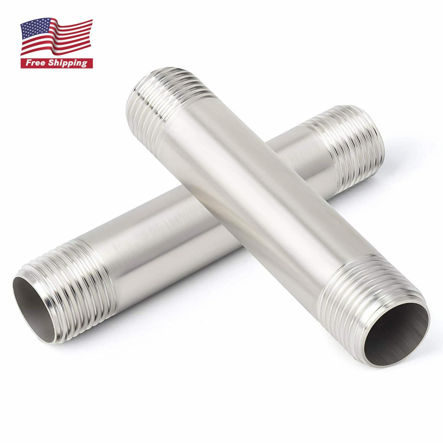 2PCS Pipe Fittings 1/2" NPT x 1/2" NPT Male Threaded 2" Length Nipple ...