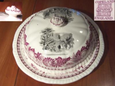 Copeland Spode Purple and Black Transferware Covered Muffin or Butter ...