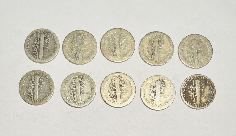 Mercury Silver Dimes Key Date Lot Of 10 Coins | eBay