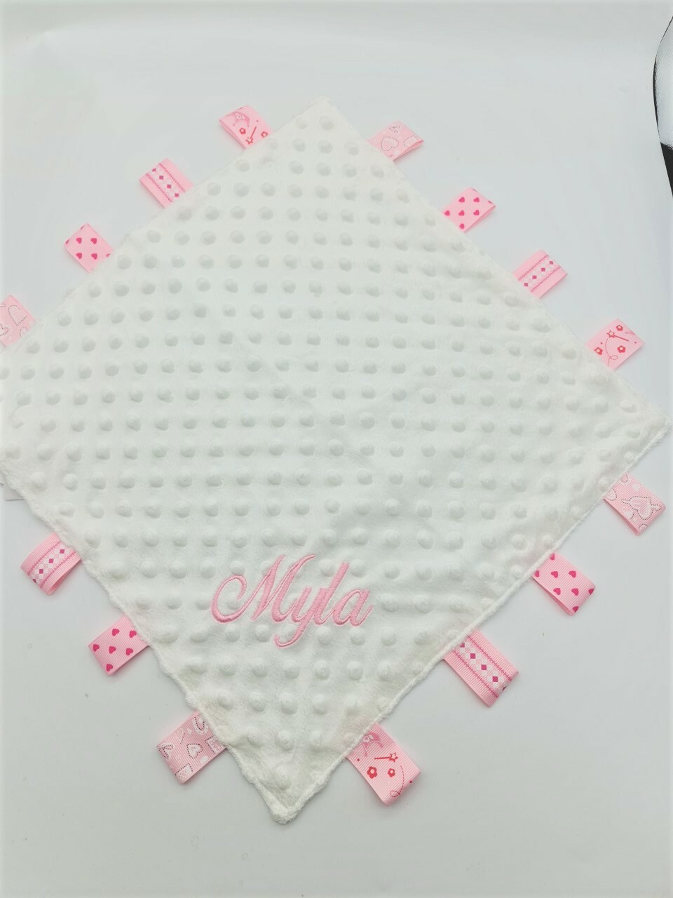 Personalised Baby Soft Dimple Comforter Taggy taggie tag Blanket Boy ...