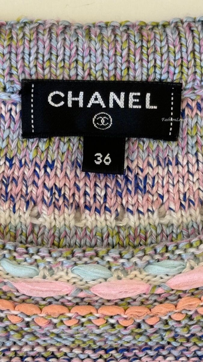 CHANEL 18P PURPLE PINK MULTICOLOR SHORT SLEEVE SILK CASHMERE CHANEL 18P PURPLE PINK MULTICOLOR SHORT SLEEVE SILK CASHMERE