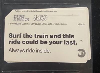 Expired Metrocard SUBWAY NYC 2023 SURF THE TRAIN... .M1417 | eBay