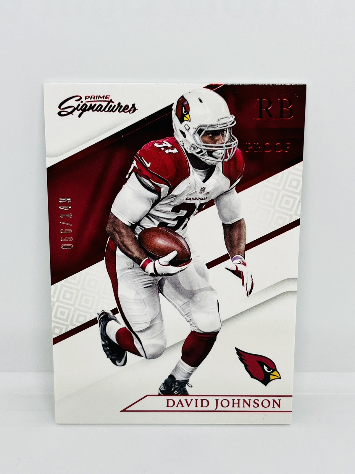 2016 Panini Prime Signatures DAVID JOHNSON /149 Proof Red Arizona ...
