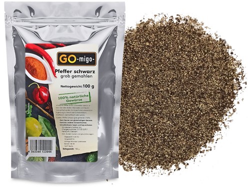 Pfeffer schwarz, grob gemahlen 100g | eBay