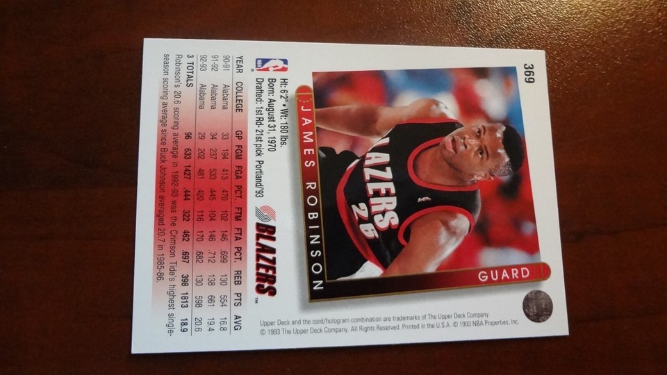 1993-94 UPPER DECK # 369 JAMES ROBINSON BASKETBALL CARD | eBay