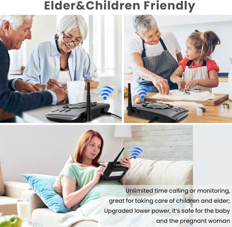 2 PACK Intercom System Wuloo Wireless 1 Mile Range Home s600-P2 Multi ...