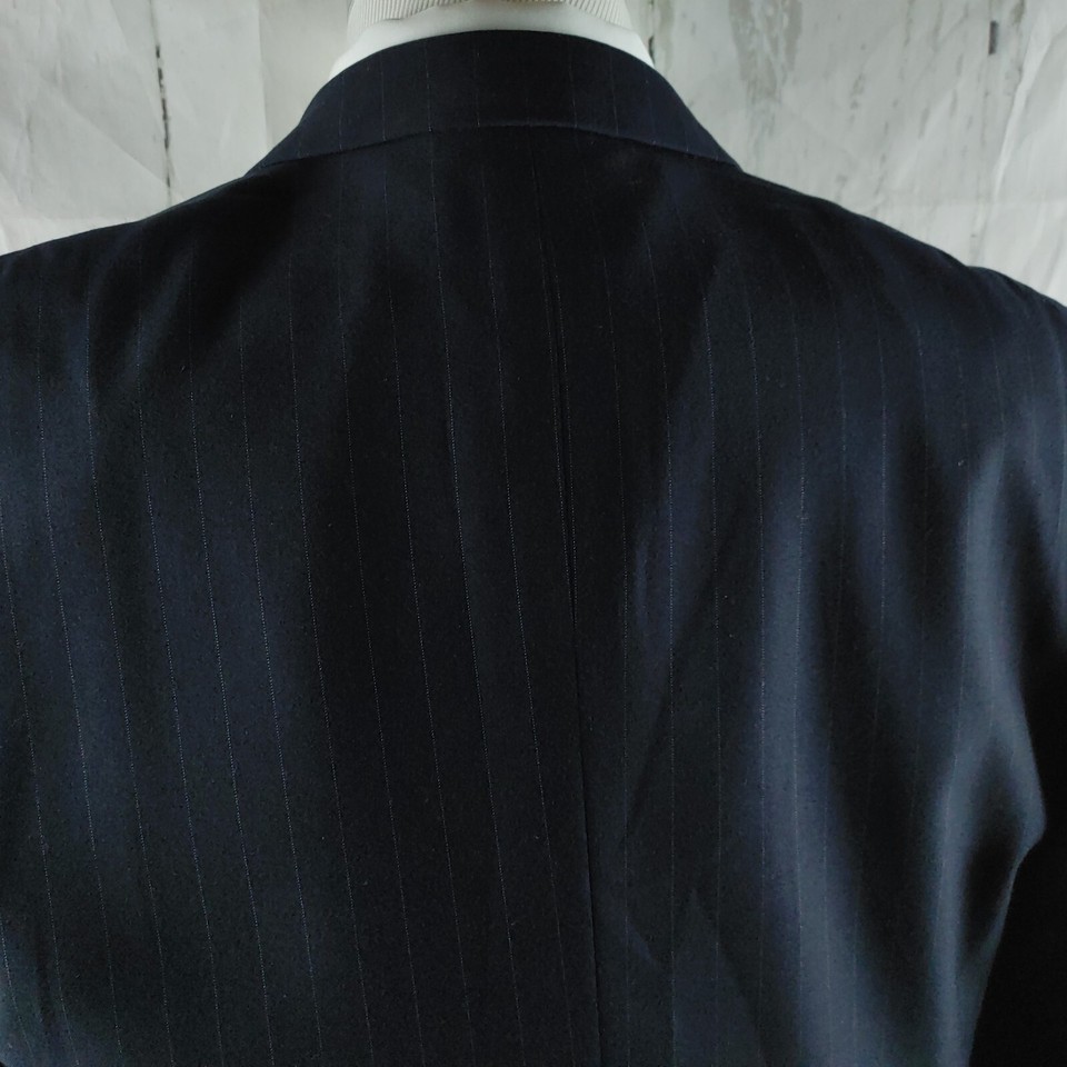 George 42R 3 Button Navy Blue Striped 2pc Suit 36x32 Pleated | eBay