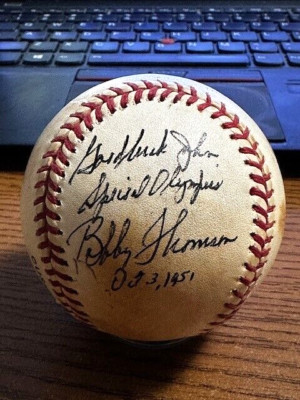 BOBBY THOMSON 9 SIGNED AUTOGRAPHED ONL BASEBALL! Giants, Braves SPECIAL ...