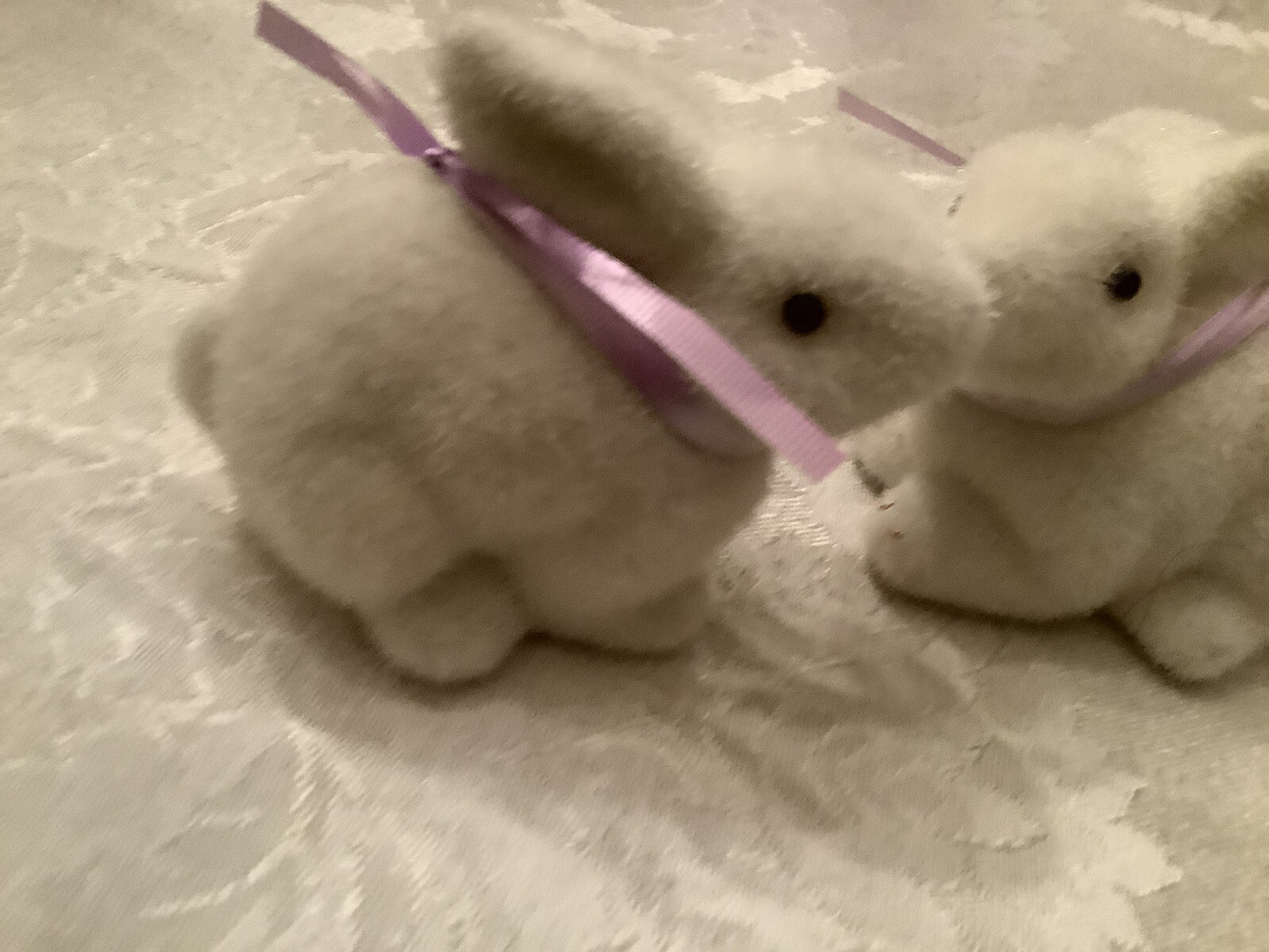 Vintage Pair of 2 White Fuzzy Flocked Bunny Rabbits | eBay