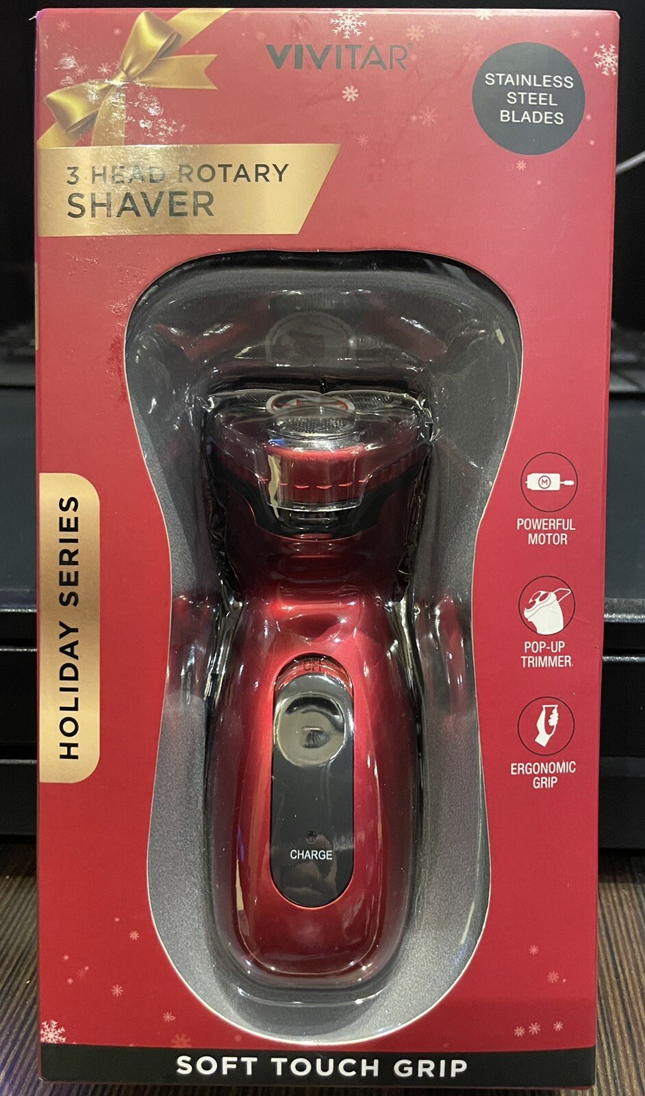 Vivitar PGHV002 Red Soft Touch Grip 3 Head Rotary Shaver Stay Smooth ...