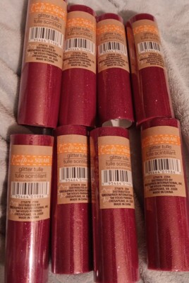 8 Crafter's Square Glitter Red Tulle Ribbon, 6"×3 Yards Rolls | eBay