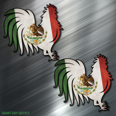 (2) TWO Mexican Rooster Mexicano Gallo Pollo Rancho STICKER DECAL ...