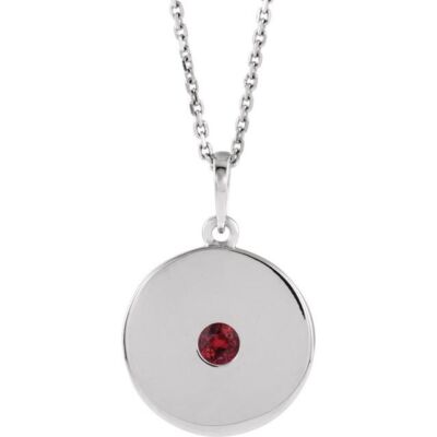 Platinum Lab-Grown Ruby Disc 16-18" Necklace | eBay
