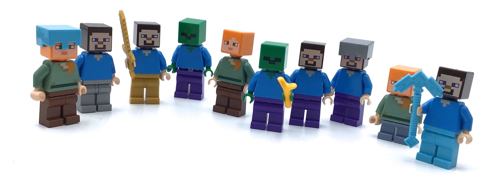 LEGO LOT OF 10 MINECRAFT MINIFIGURES PIXILATED COMPUTER GAME CHARACTERS ...