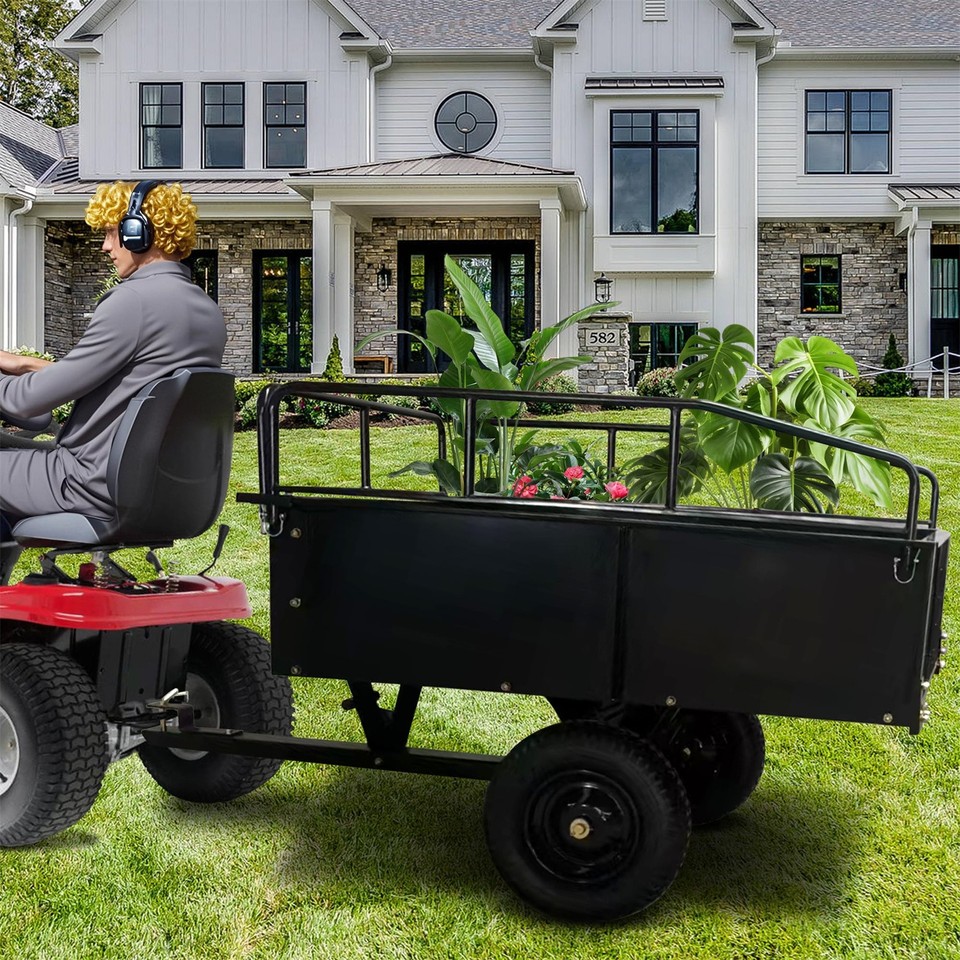 ATV Trailer Tow Behind Dump 15 Cu. ft Garden Cart for Lawn Mower ...