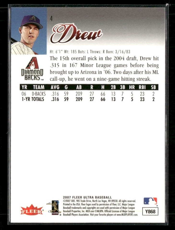 2007 Ultra #4 Stephen Drew Arizona Diamondbacks | eBay