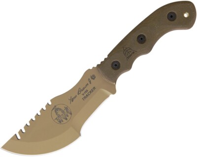 TOPS Tom Brown Tracker T-2 5" 1095 Tan Micarta Fixed Knife TBT02TAN | eBay