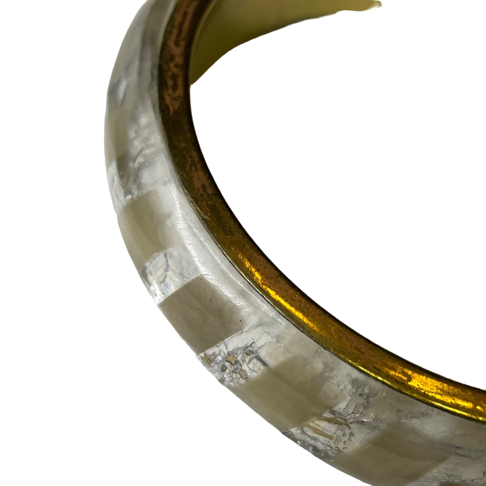 Vintage Y2K Bangle Bracelet Silver Leaf Resin Overlay Gold Tone Striped ...