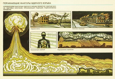 Soviet Russian Poster NUCLEAR BLAST and Shock Wave WETPROOF Print 24x34 ...
