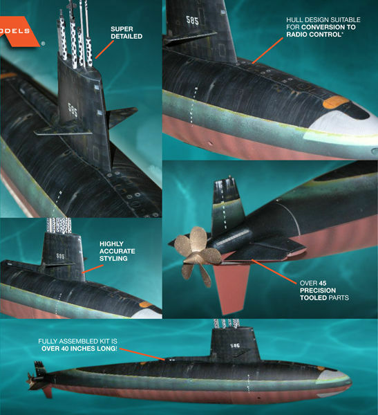 USS Skipjack Submarine 1/72 Scale 40 Inches SSN-585 Model Kit 181MB04 ...