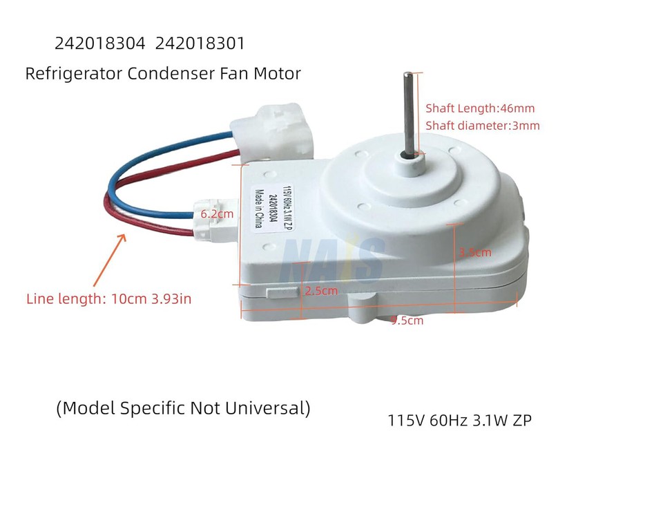 242018304 242018301 Refrigerator Condenser Fan Motor fit Electrolux ...