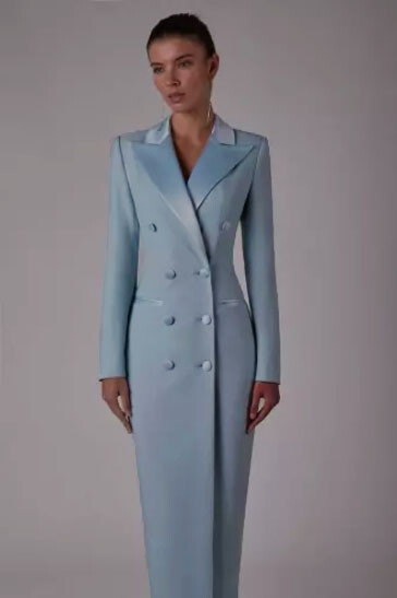 Women Dress Jacket Casual Double Breasted Ladies Wedding Party Long ...