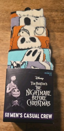 NBC Nightmare Before Christmas 6pk casual crew mens novelty socks sz 8 ...