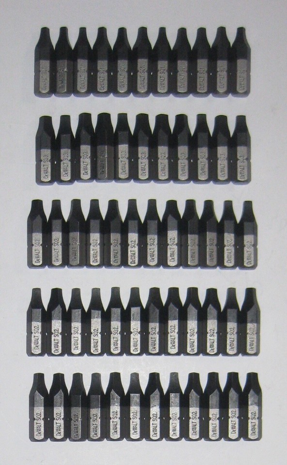 DEWALT TOUGH GRIP 1" SQUARE SQ1 SQ2 SQ3 LOT OF 58 BITS TIPS IMPACT ...