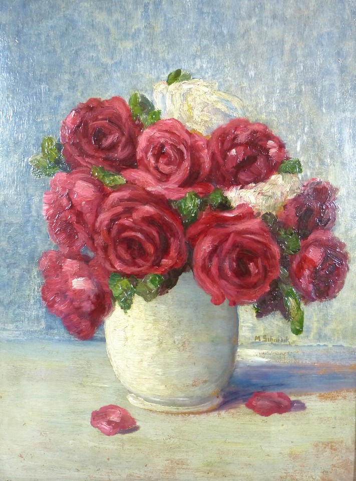 Large Flower Picture about 1910 signed Schmack Roses | eBay