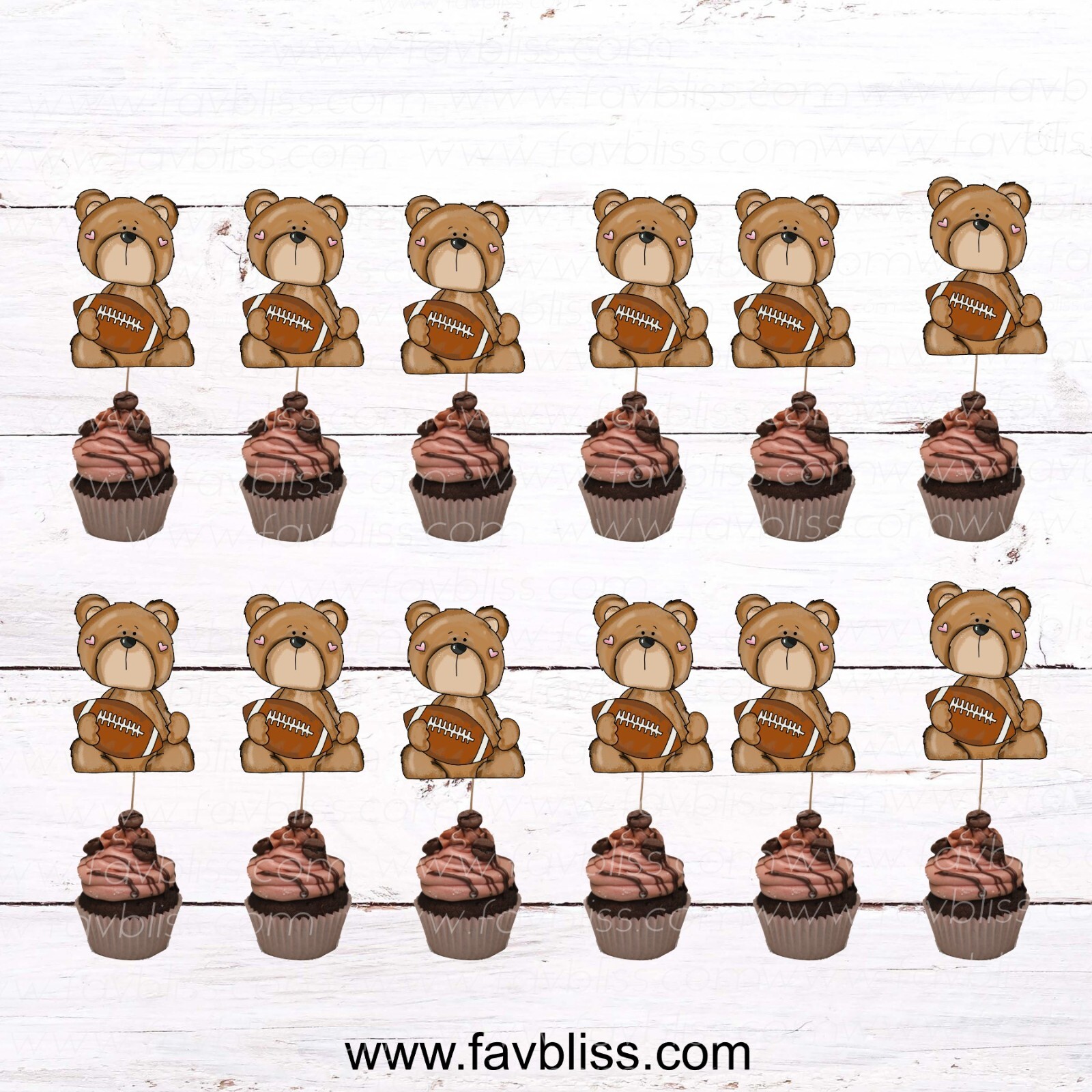 12x Mr Footy Father Bear Cupcake Topper Cake Decoration Bday Party ...