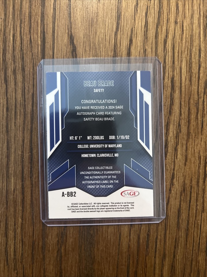 2024 Sage Beau Brade # A-BB2 Black Auto University Of Maryland | eBay