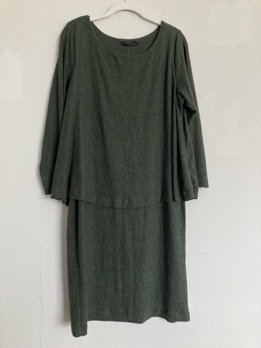 NEW Nally & Millie Soft Layered Dress Long Sleeve Dark Forest Green XL ...