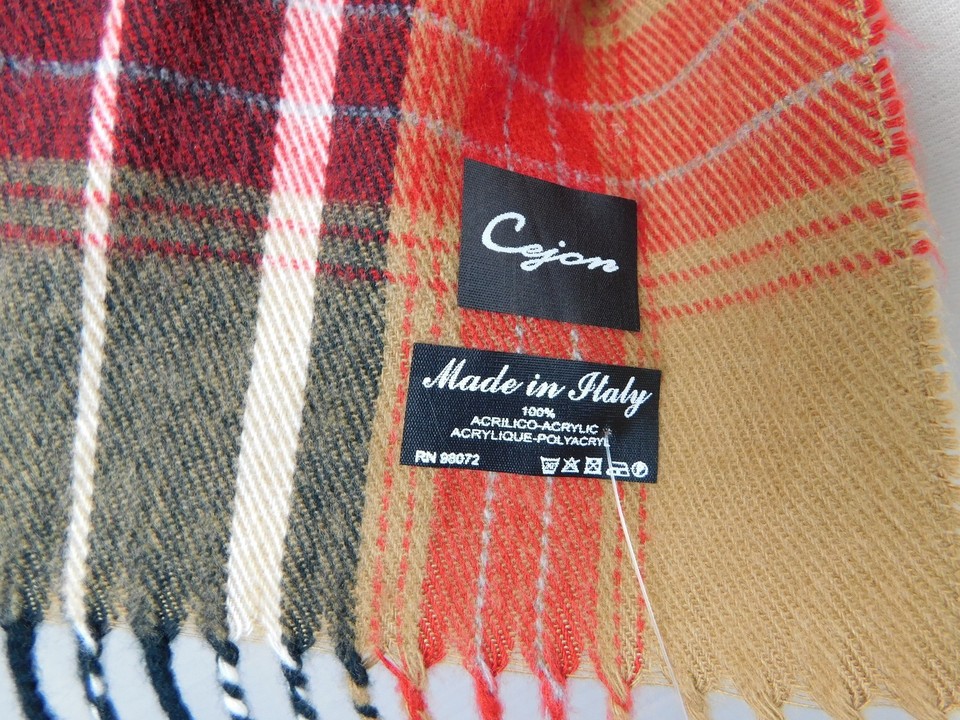 Cejon Italy Super Soft Acrylic Tassel Muffler Scarf One Size Camel ...